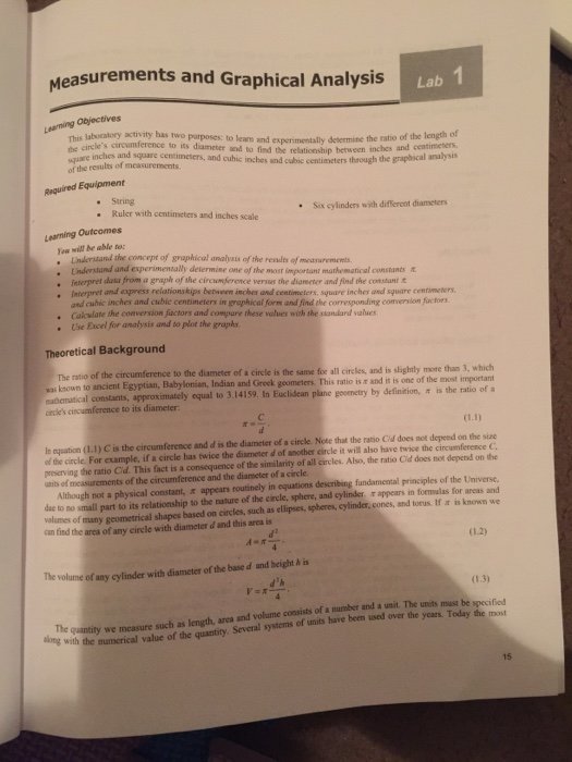 Measurements and Graphical Analysis Lab Learning | Chegg.com