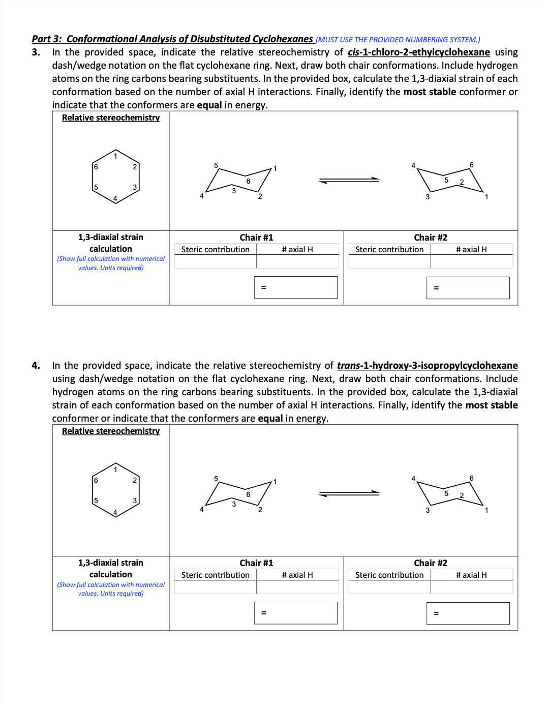 Solved Part 3: Conformational Analysis of Disubstituted | Chegg.com