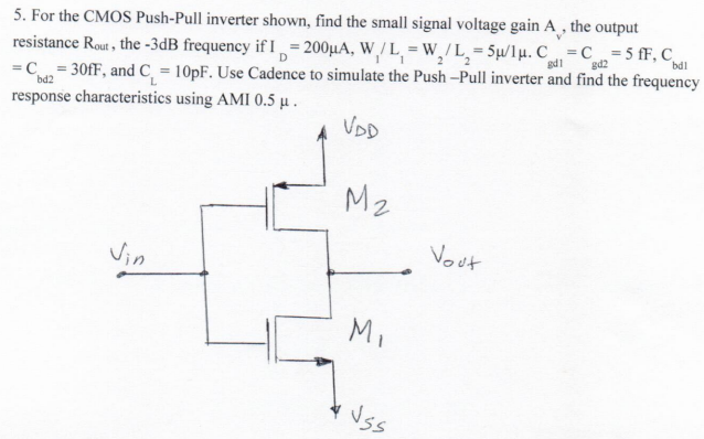 Solved 2 5. For the CMOS Push-Pull inverter shown, find the | Chegg.com