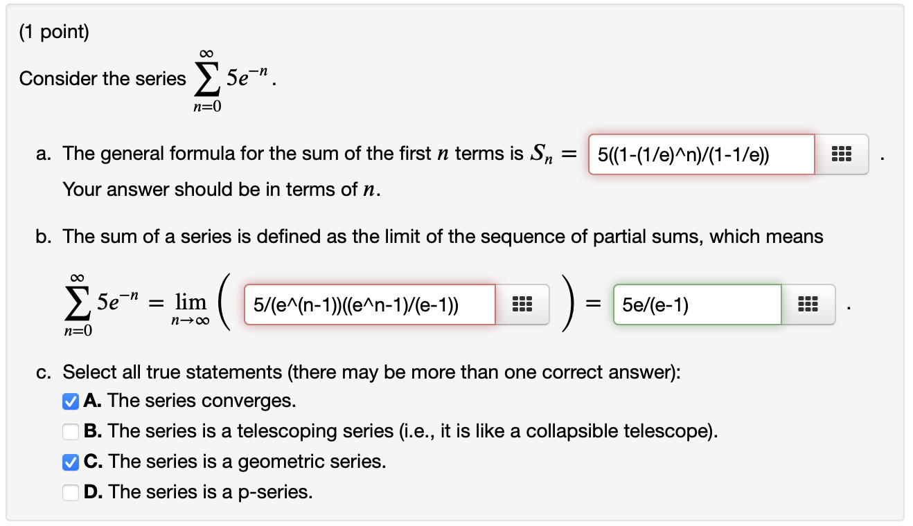 Solved (1 point) Consider the series \\( | Chegg.com