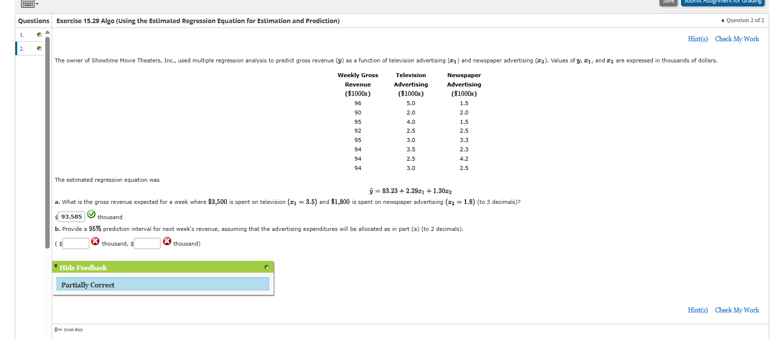 Exercise 1529 Algo Using The Estimated Regression 