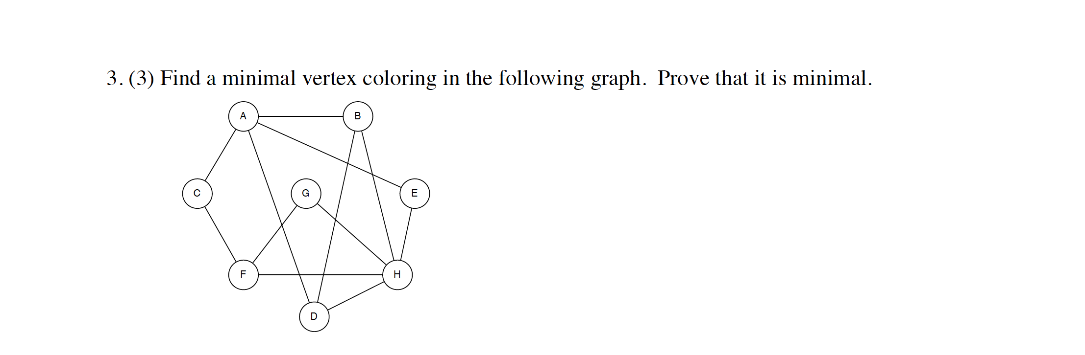 Solved 3. (3) Find a minimal vertex coloring in the | Chegg.com