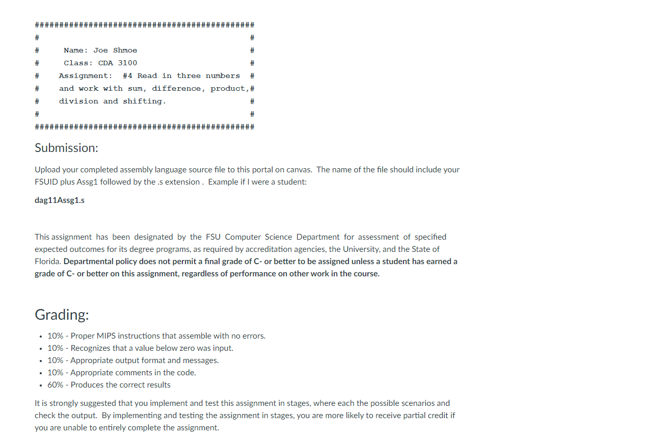 Solved CDA3100 Assignment 4 First Program in MIPS Assembly | Chegg.com