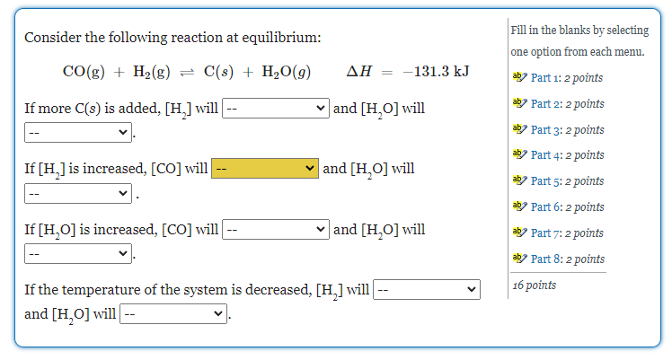 Solved Consider the following reaction at equilibrium: Fill | Chegg.com