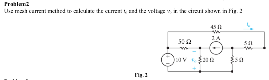 Solved Problem2 Use mesh current method to calculate the | Chegg.com