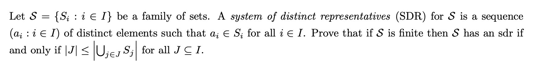 Solved = Let S {Si : 1 € I} be a family of sets. A system of | Chegg.com