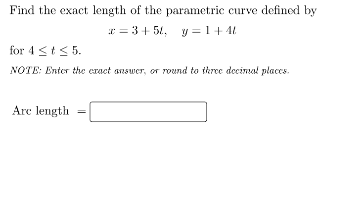 Solved Find the exact length of the parametric curve defined | Chegg.com