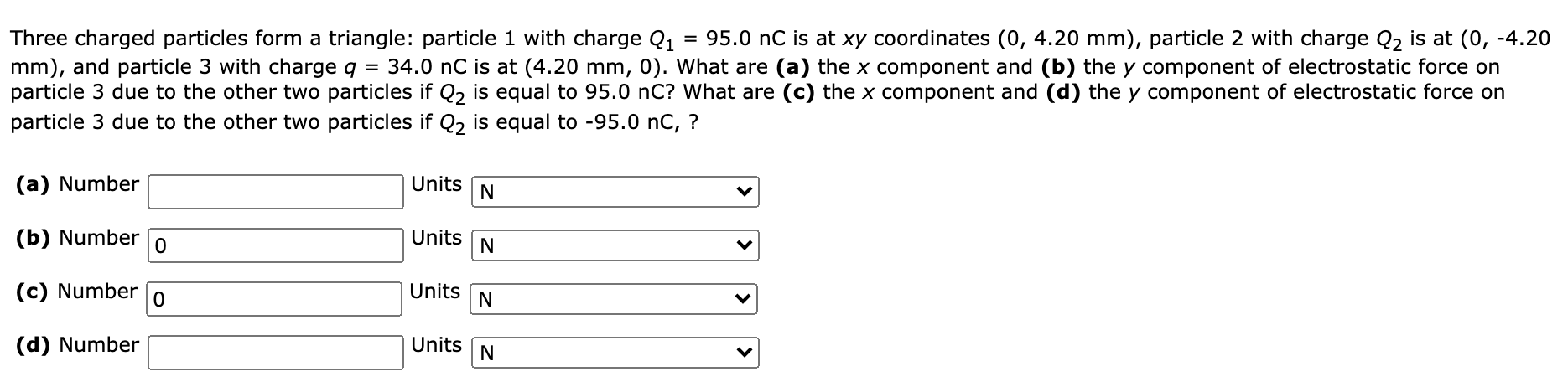 Solved Three charged particles form a triangle: particle 1 | Chegg.com
