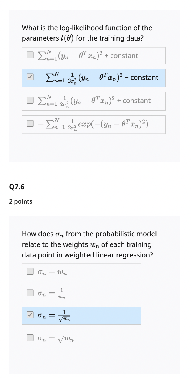 Solved Q7 Weighted linear regression 16 points Linear | Chegg.com