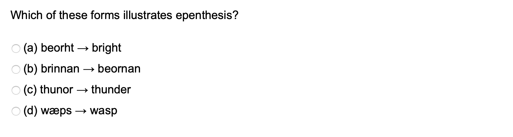 Solved Which of these forms illustrates epenthesis? (a) | Chegg.com