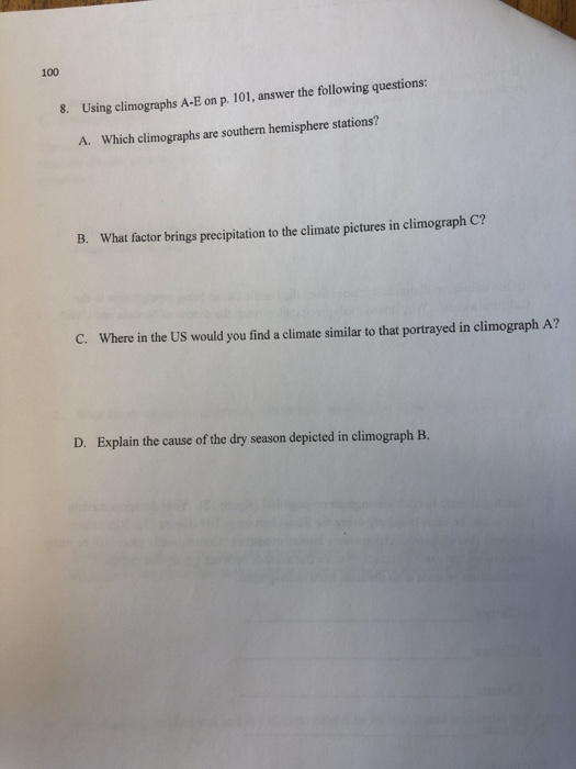 Solved 98 C. Understanding Climate The major types of | Chegg.com