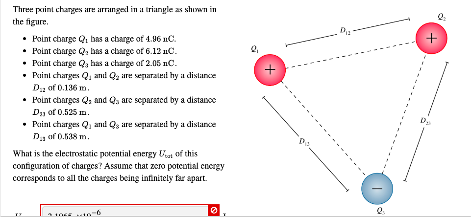 Solved - - Three point charges are arranged in a triangle as | Chegg.com
