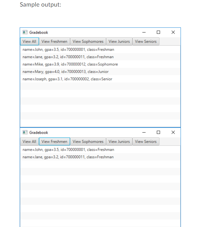 Solved Assignment 10: Gradebook - javaFX Problem statement: | Chegg.com