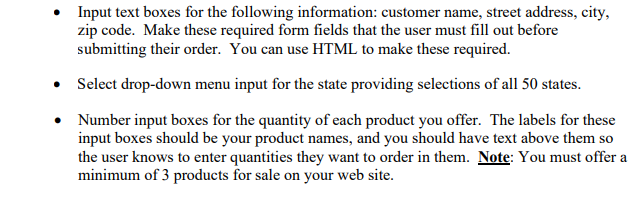 Solved 4. Order Form Page – Your order form should contain | Chegg.com