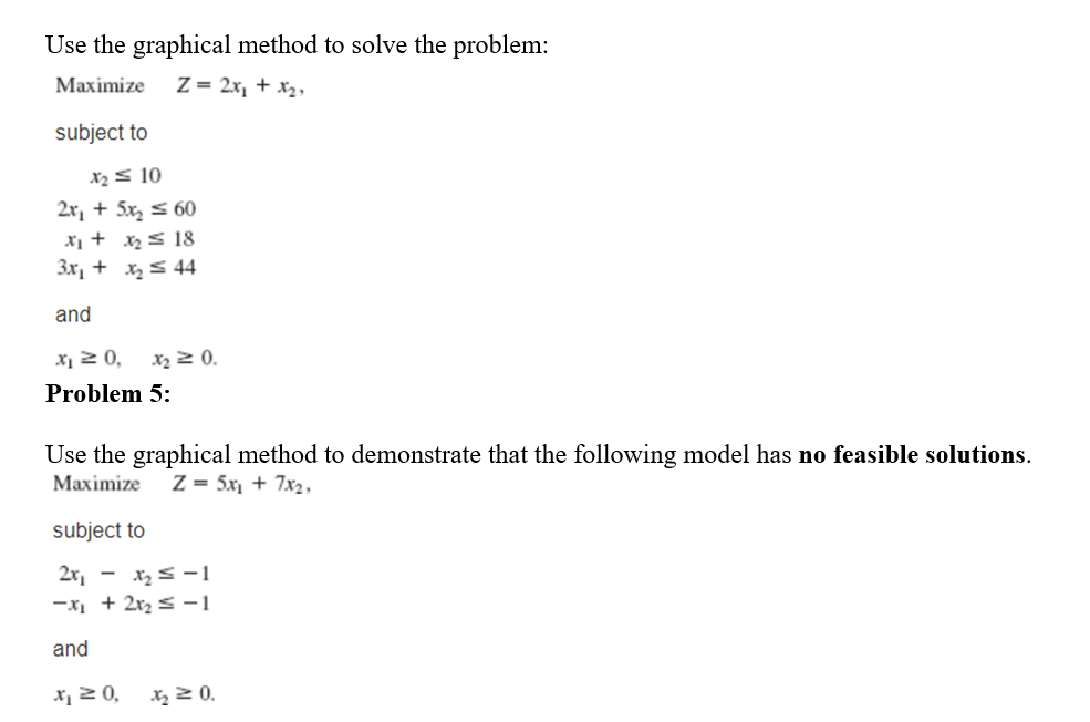 Solved Use the graphical method to solve the problem: | Chegg.com