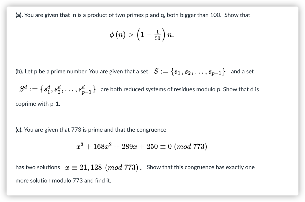 Solved (a). You are given that n is a product of two primes | Chegg.com