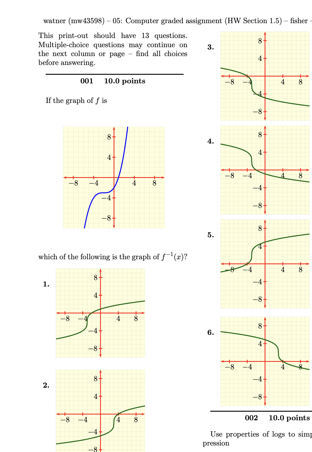 Solved 001,10.0 pointsIf the graph of f iswhich of the | Chegg.com Solved 001,10.0 pointsIf the graph of f iswhich of the | Chegg.com