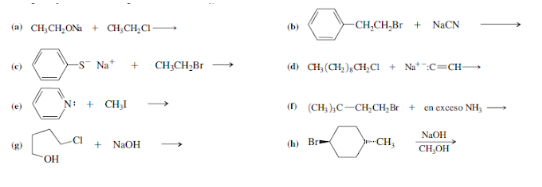 Solved (a) CH₂CH₂ON + CH₂CH₂C1- (c) -S Na + (e) OH N: CH₂I + | Chegg.com