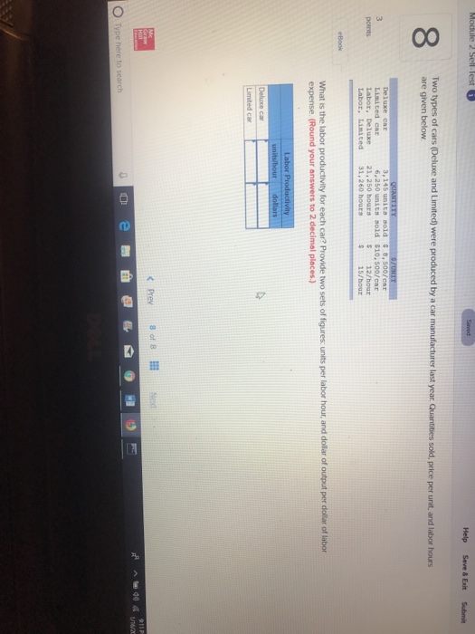 Solved Help Save & Exit Submit 8 Two types of cars (Deluxe | Chegg.com