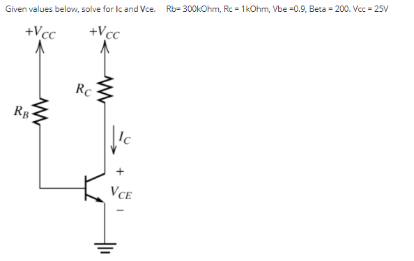 Solved Given values below, solve for Ic and Vce. Rb= | Chegg.com