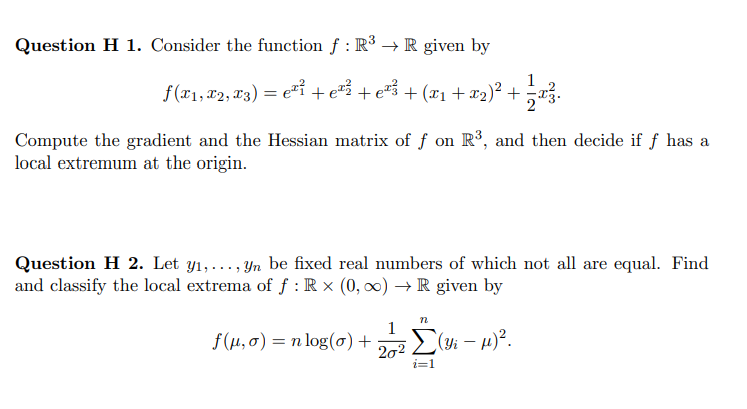 Solved Question H 1. Consider the function f:R3→R given by | Chegg.com