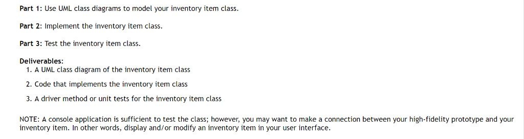 Part 1: Use UML class diagrams to model your | Chegg.com