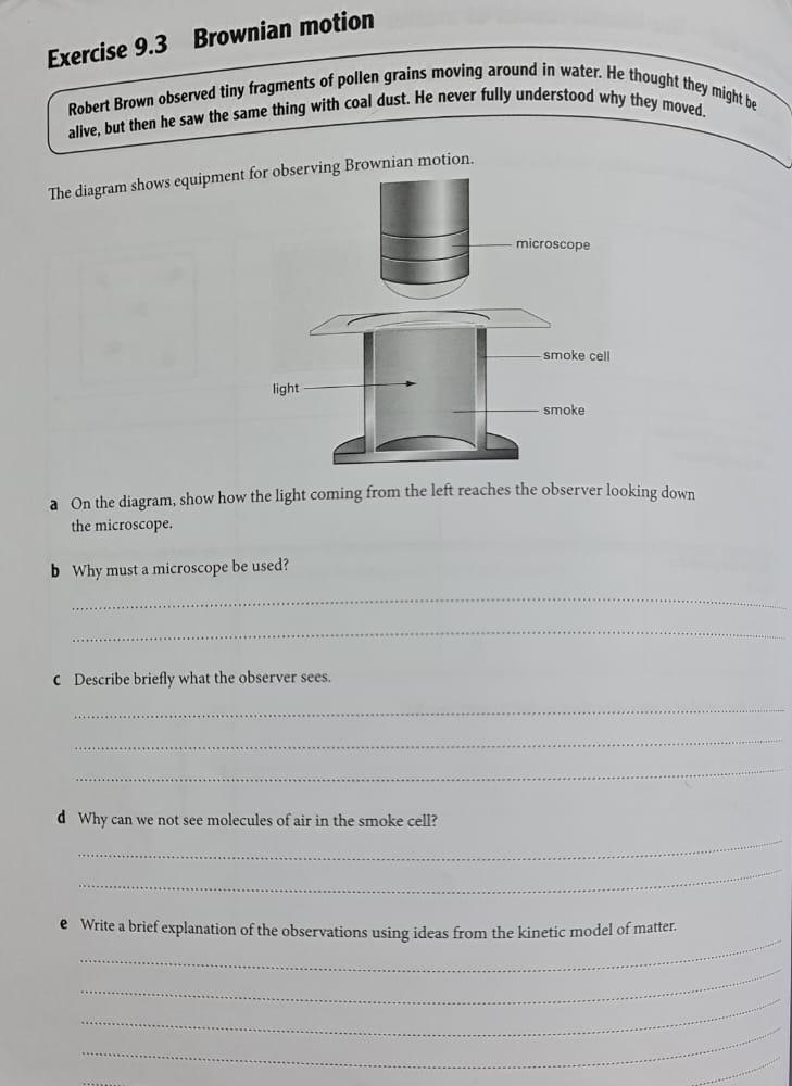 Solved Exercise 9.3 Brownian motion Robert Brown observed | Chegg.com