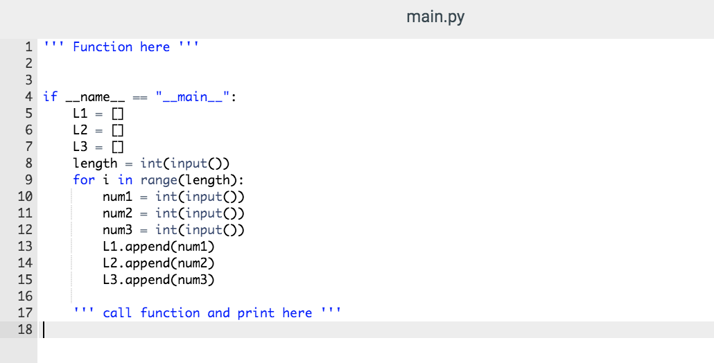 Solved You're given three lists of integers of the same size | Chegg.com