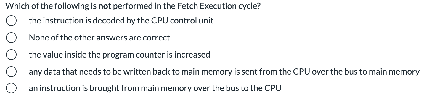 Solved Which of the following is not performed in the Fetch | Chegg.com