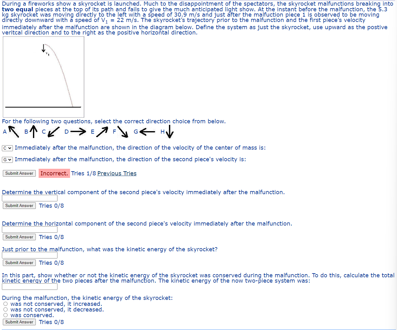 Solved During a fireworks show a skyrocket is launched. Much | Chegg.com