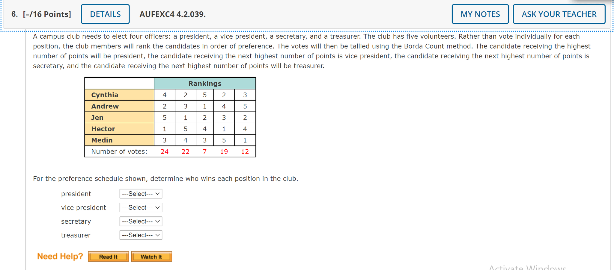 Solved 6. [-/16 Points] DETAILS AUFEXC4 4.2.039. MY NOTES | Chegg.com