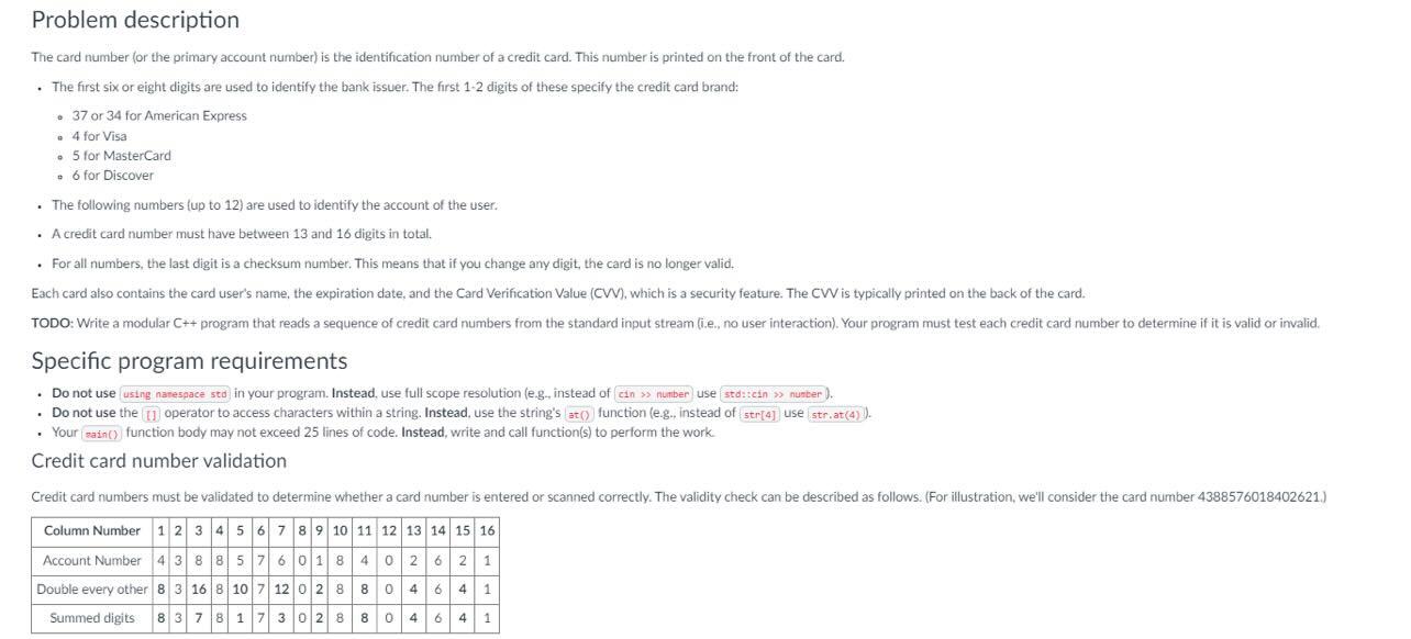 Solved The card number (or the primary account number) is | Chegg.com