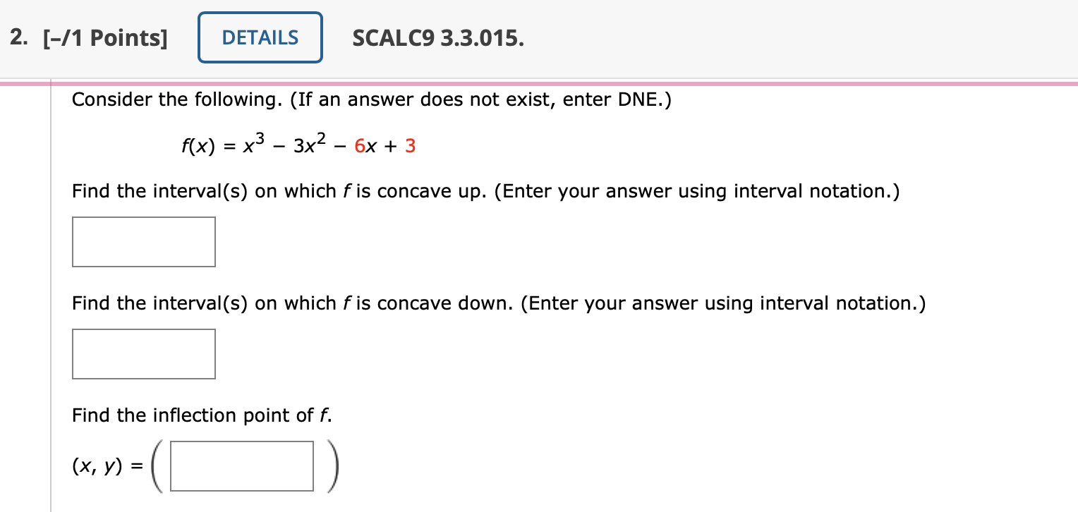 Solved 2. (-/1 Points] DETAILS SCALC9 3.3.015. Consider the | Chegg.com