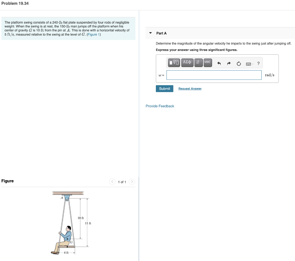 Solved Problem 19.34 The platform swing consists of a 240-lb | Chegg.com