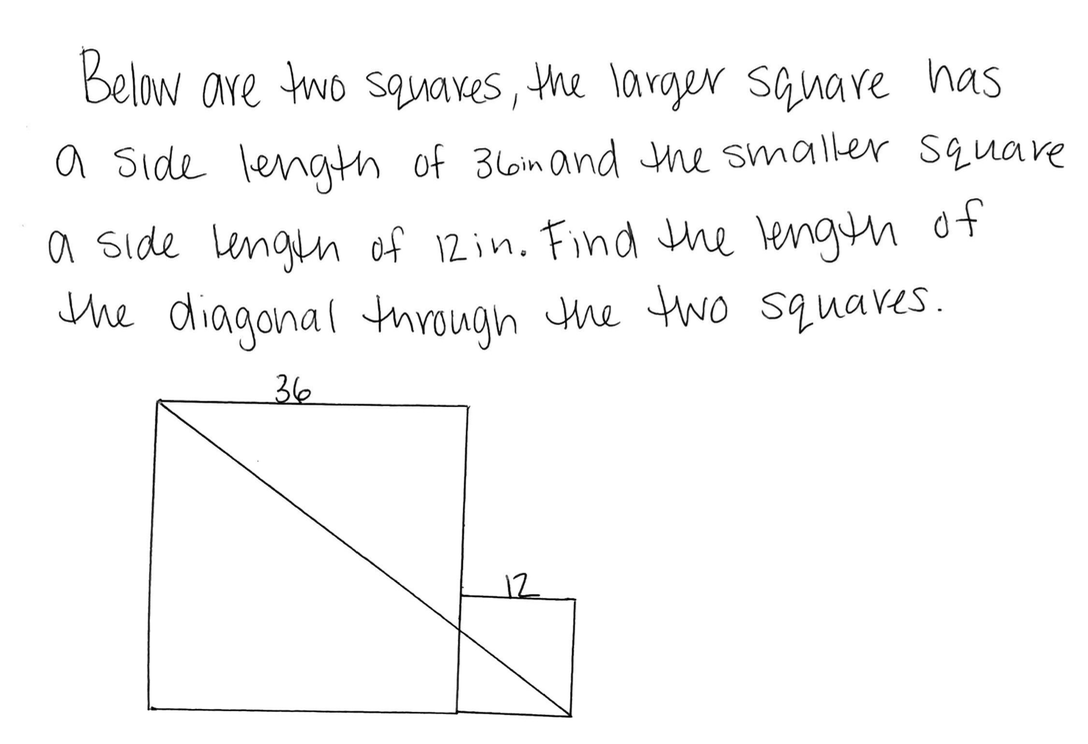 Solved Below are two squares, the larger square has a side | Chegg.com