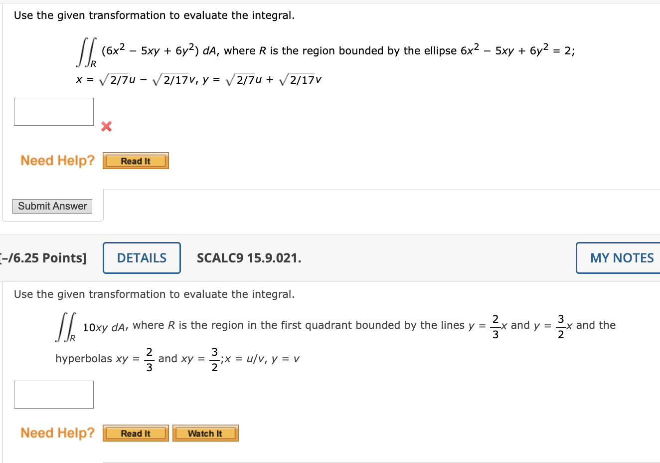 Solved Use the given transformation to evaluate the | Chegg.com