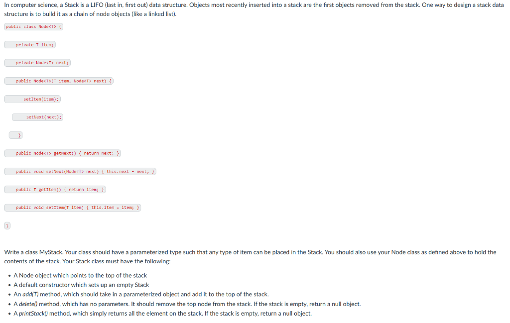 Solved In computer science, a Stack is a LIFO (last in, | Chegg.com