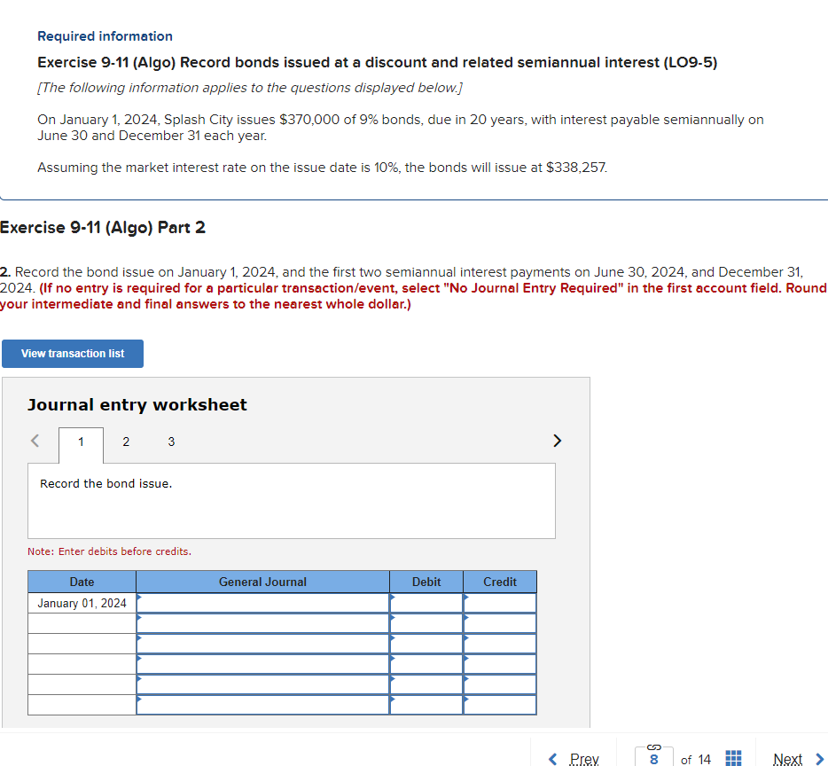 Solved Required information Exercise 9-11 (Algo) Record | Chegg.com