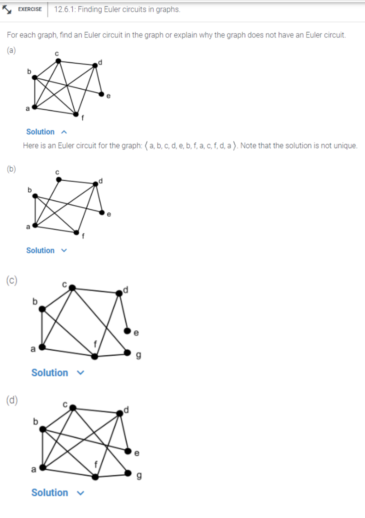 Solved For each graph, find an Euler circuit in the graph or | Chegg.com