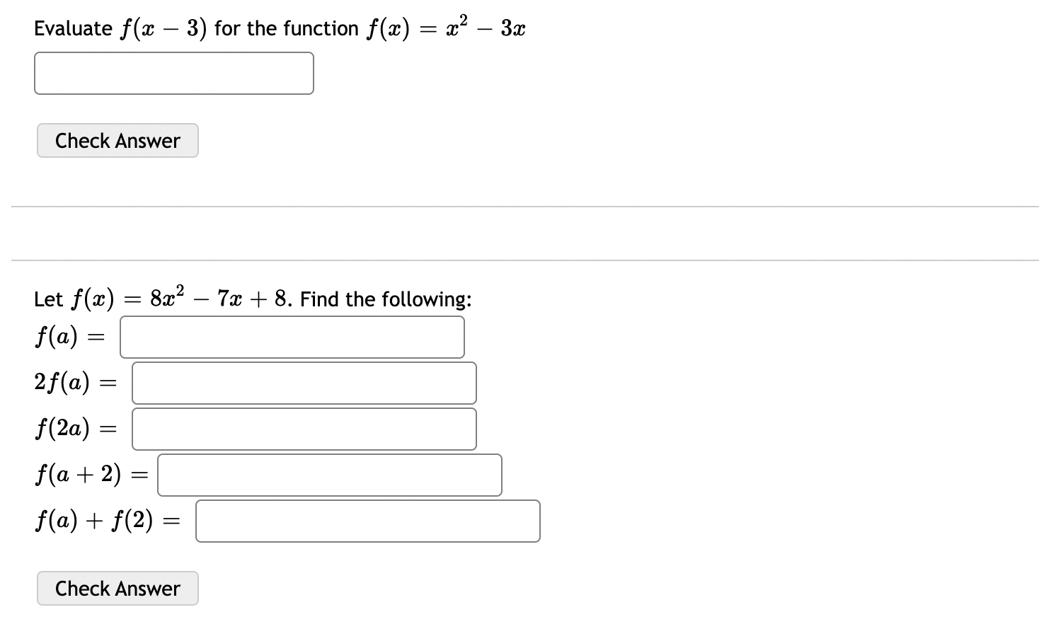 Solved Evaluate f(x−3) for the function f(x)=x2−3x Let | Chegg.com