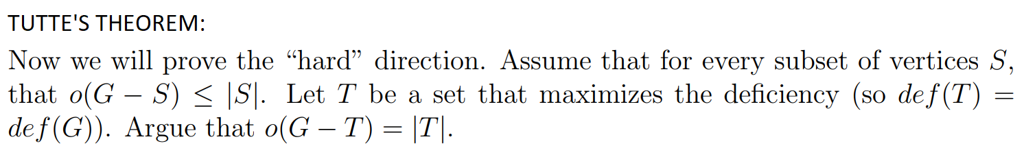 Solved TUTTE'S THEOREM: Now we will prove the “hard” | Chegg.com