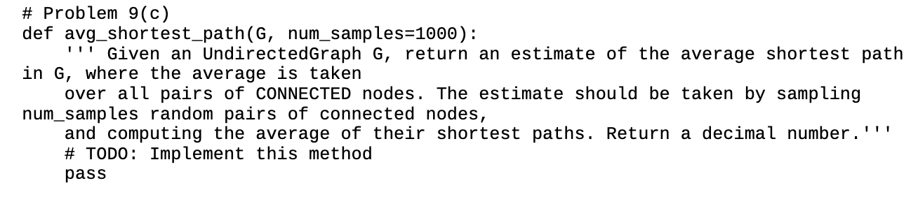 (a) In hwl.py, implement the UndirectedGraph class, | Chegg.com