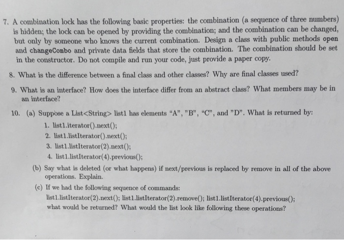 Solved 7. A combination lock has the following basic | Chegg.com