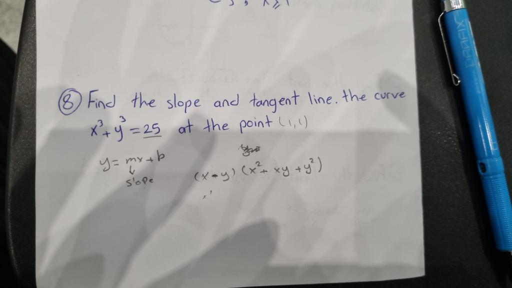 Solved (8) Find the slope and tangent line the curve | Chegg.com