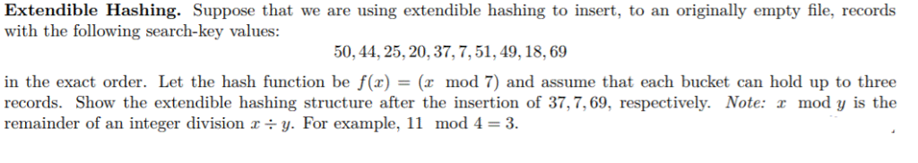 Solved Extendible Hashing. Suppose that we are using | Chegg.com