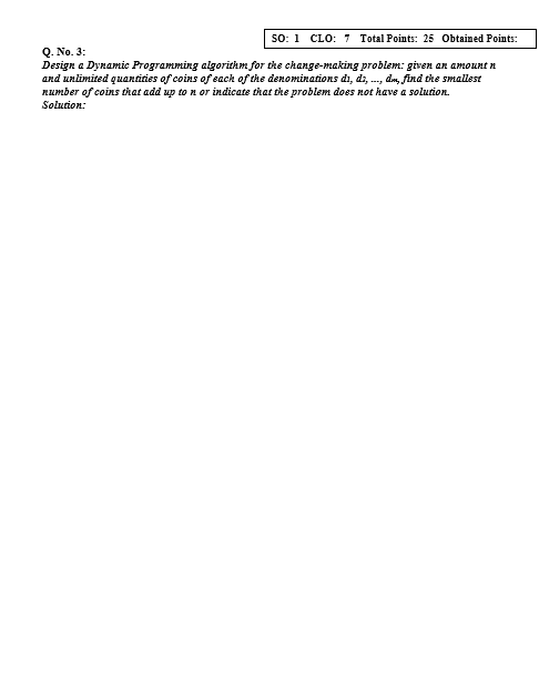 Solved Design a Dynamic Programming algorithm for the | Chegg.com