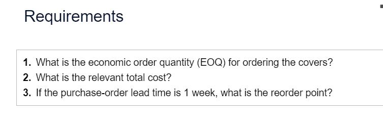 Solved Requirement 1. What is the economic order quantity | Chegg.com