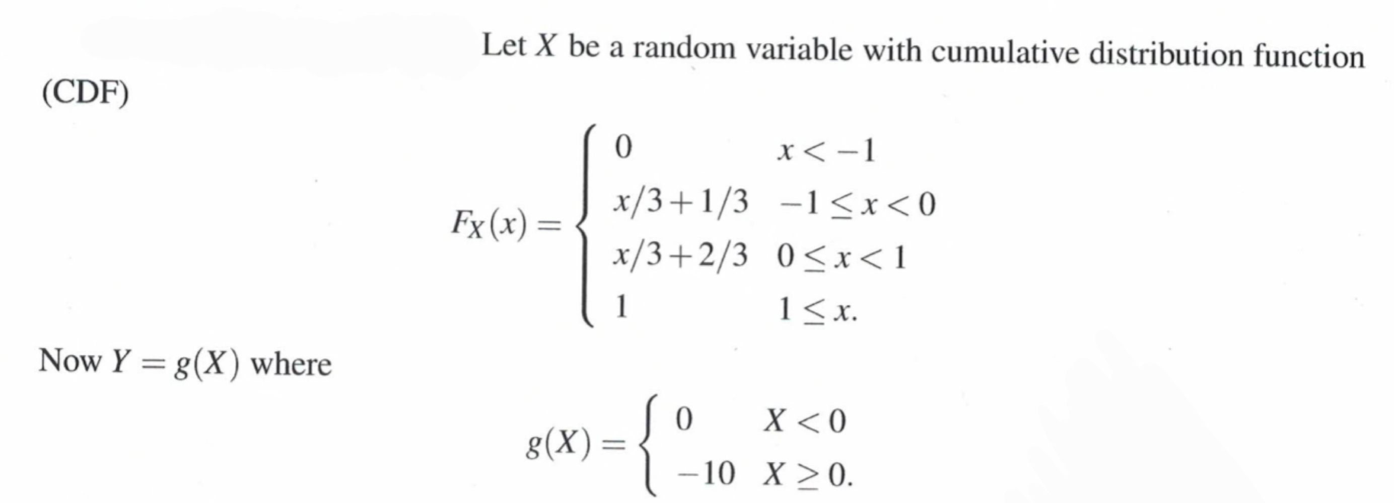Solved Calculation of the PDF of a Function Y=g(X) of a | Chegg.com