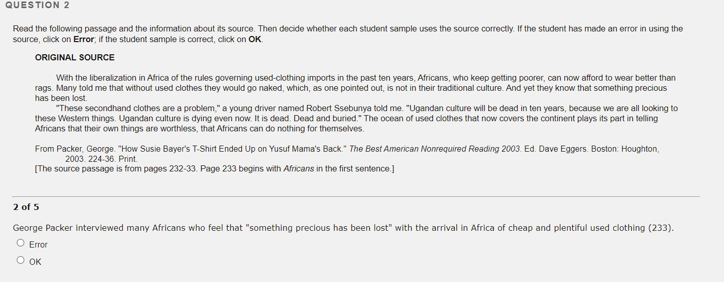 QUESTION 1 Read the following passage and the | Chegg.com