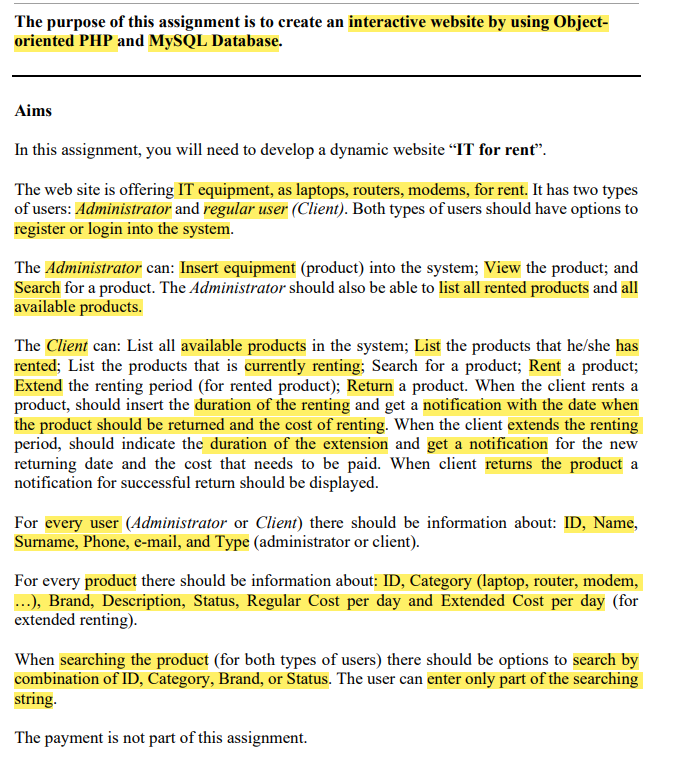 Solved The purpose of this assignment is to create an | Chegg.com